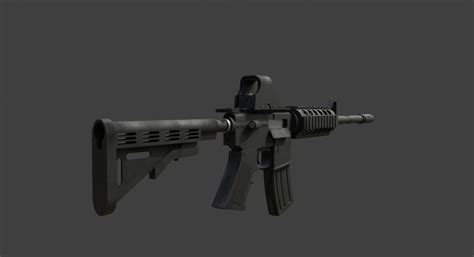 Detailed M4 Carbine Assault Rifle With Holographic Sight 3d Model