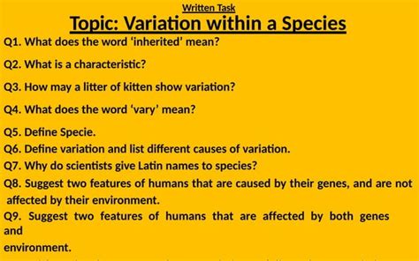 Variation Within A Species Types Of Variationpptx
