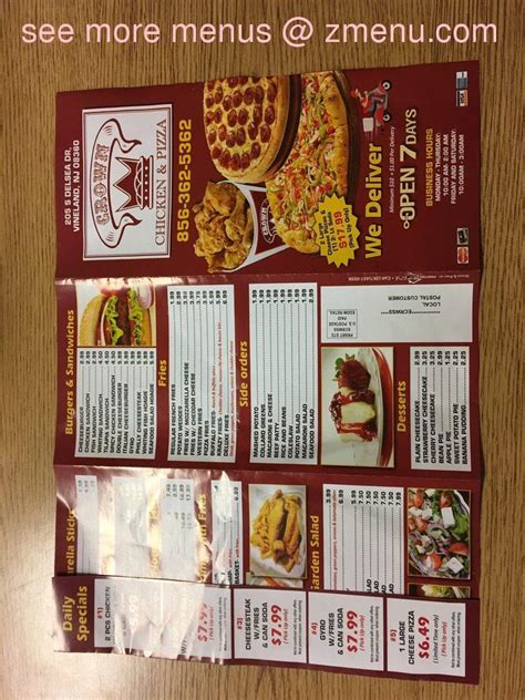 Menu At Crown Fried Chicken Pizzeria Vineland 205 S Delsea Dr