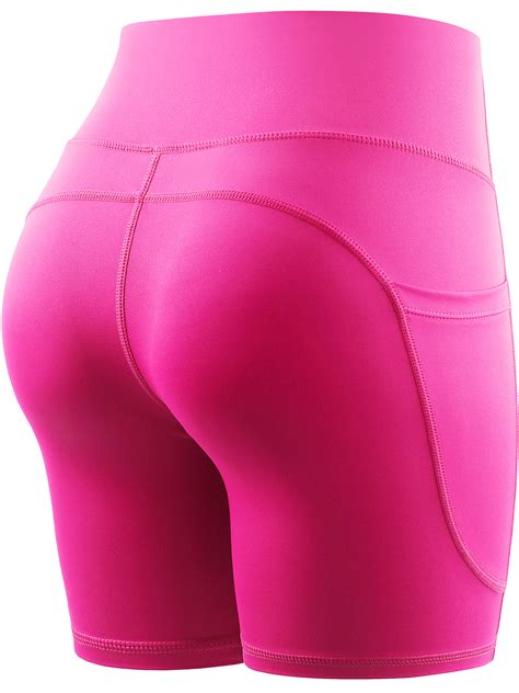 Cadmus Womens High Waist Yoga Shorts Tummy Control Deep Pockets