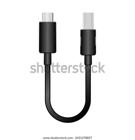 Illustration Black Conversion Cable Usb Typec Stock Vector Royalty