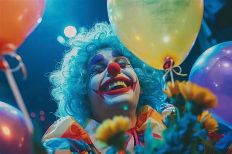 Premium Photo A Photo Of A Smiling Clown Wearing A Wig And A Nose He