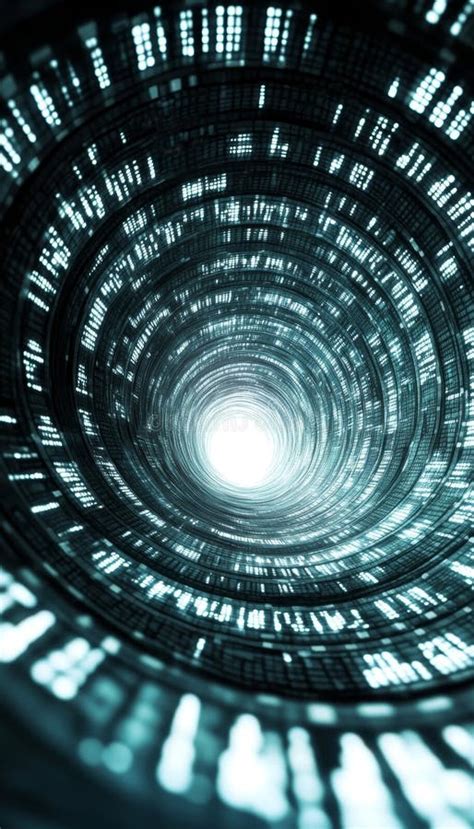 Digital Tunnel Spiraling Vortex Of Binary Code Big Data And