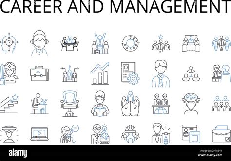 Career And Management Line Icons Collection Profession Occupation