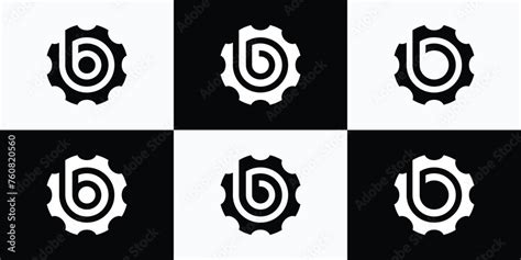 Collection Of B Initials Vector Logo Designs In Geometric Gear Shapes