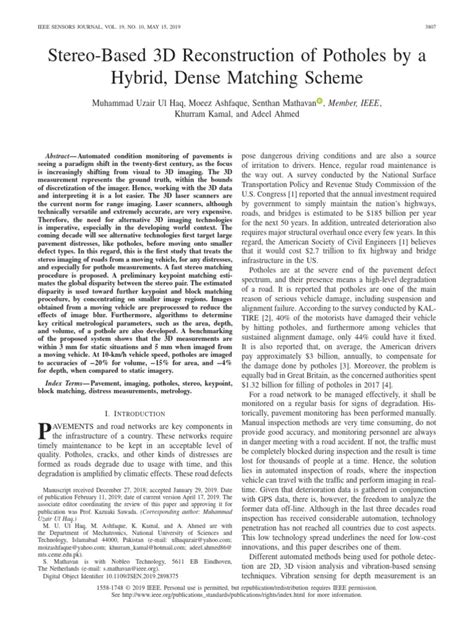 Stereo Based 3d Reconstruction Of Potholes By A Hybrid Dense Matching