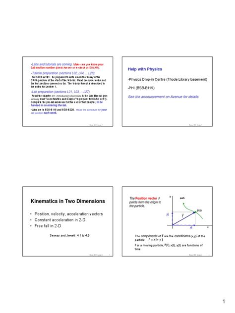 Lecture4 Kinematics In 2 D Ave Pdf Acceleration Velocity