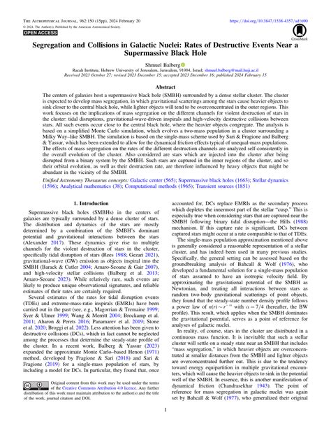 Pdf Segregation And Collisions In Galactic Nuclei Rates Of