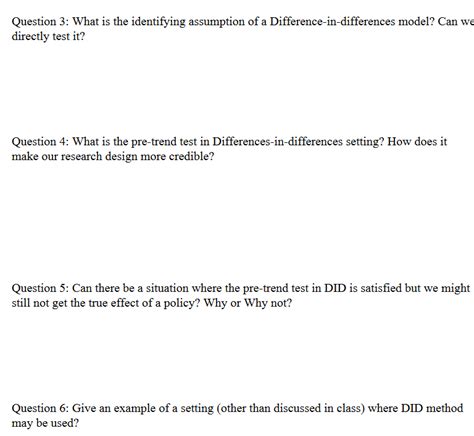 Solved Question 3 What Is The Identifying Assumption Of A