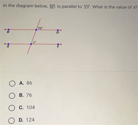 Solved In The Diagram Below Vector Bd Is Parallel To Overline Xy What Is The Value Of X A