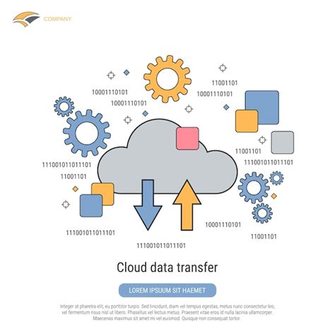 Concept De Vecteur De Style Contour Plat De Transfert De Données Cloud