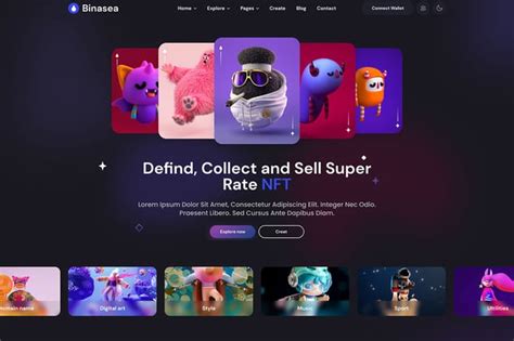Binasea Nft Marketplace React Template Site Templates Ft Bitcoin