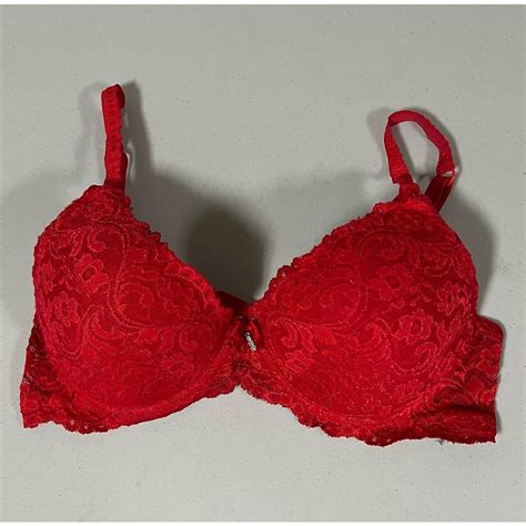 Vintage Smart And Sexy Red Lace Bra Bralette Brassiere Lingerie 34d ♥️