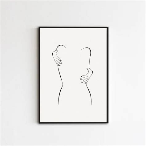 Woman Back Line Art Self Love Print Self Care Illustration Self Hug