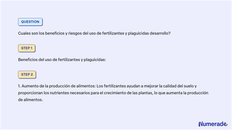Solved Cuales Son Los Beneficios Y Riesgos Del Uso De Fertilizantes Y