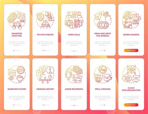 Set Of Red Onboarding Screens For A Mobile App With Message Software Vector Banner Site