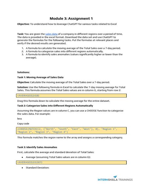 Module 3 Assignments Pdf Microsoft Excel Moving Average