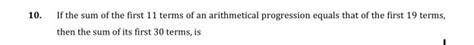 If The Sum Of The First 11 Terms Of An Arithmetical Progression Equals Th