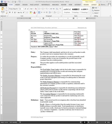 Mock Recall Template Tutoreorg Master Of Documents
