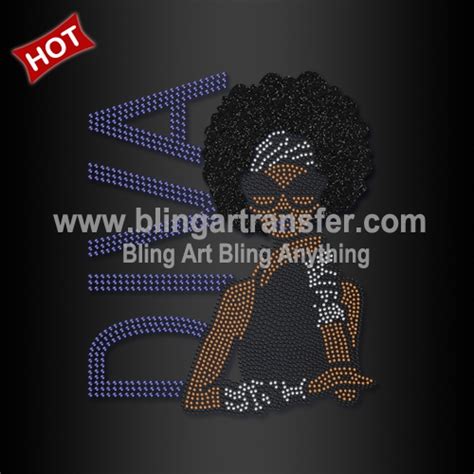 Beautiful Zeta Diva Wholesale Korean Rhinestone Afro Girl Iron On
