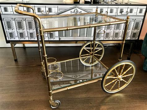 A French Mid Century Rolling Brass Bar Cart Artedeco Online Antiques