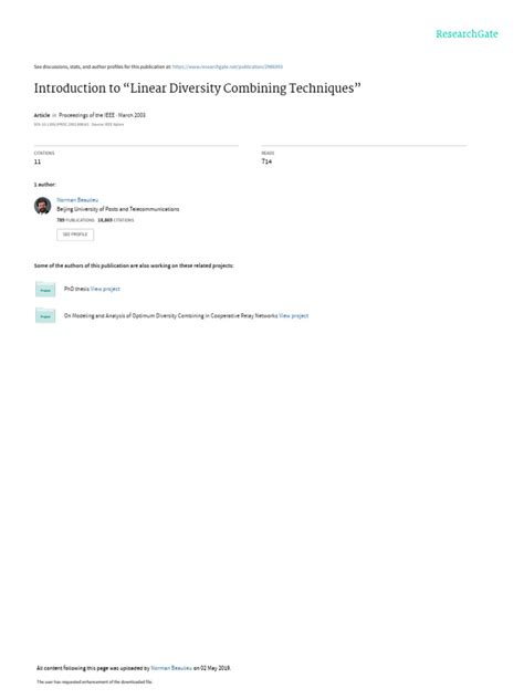 Introduction To Linear Diversity Combining Techniq Pdf