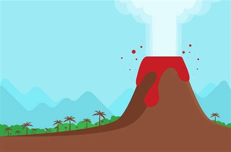 Premium Vector Vector Illustration Of Volcano Eruption Flat Design Style