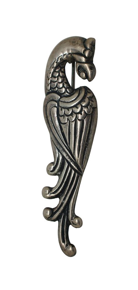 Mexican Sterling Silver Heraldic Quetzal Bird Phoenix Eagle Brooch Pin G For Sale At StDibs
