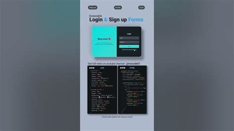 Login And Signup Pages Html Css And Js Smooth Hover Effects Mzcode01 Css Coding Shorts