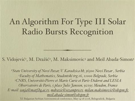Ppt An Algorithm For Type Iii Solar Radio Bursts Recognition S