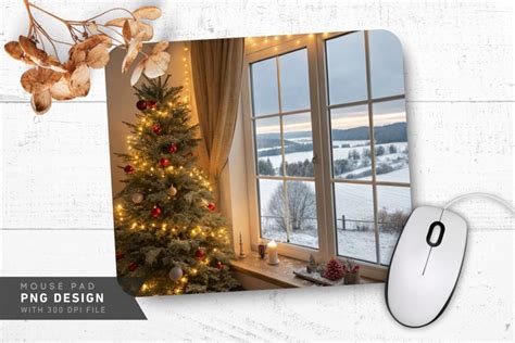 holiday cheer by the window mouse pad design