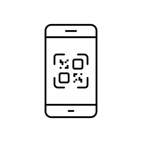 Payment With Qr Code On Smartphone Line Icon Square Qrcode On Mobile Phone App Linear Pictogram