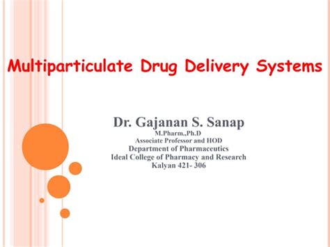 Multiparticulate Drugdeliverysystems Ppt