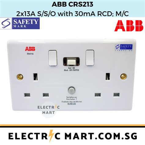 Abb Crs213 13a Rcd Twin Switch Socket Outlet 2 Gang 2x13a Sso With