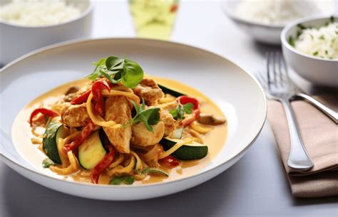 Recette De Poulet Coco Curry Courgettes Poivrons Et Champignons