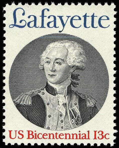 Lafayette 13c 1977 issue - Gilbert du Motier, Marquis de Lafayette ...