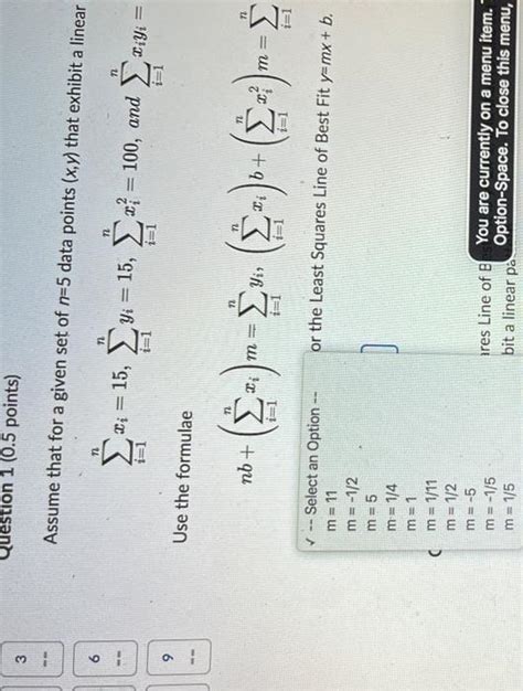 solved assume that for a given set of n 5 data points x y