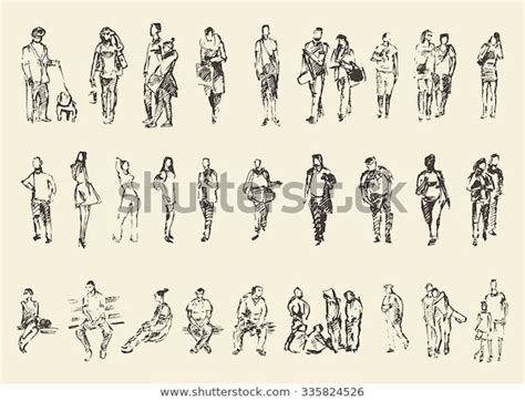 Эскиз людей векторная Иллюстрация ручная рисовка стоковая векторная