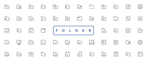 Folders Flat Line Icons Set File Catalog Document Search Folder Synchronization Local