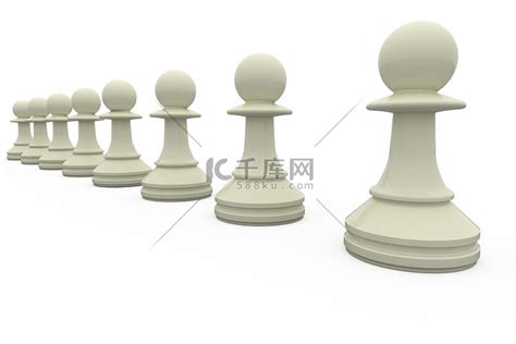 连续的白色国际象棋棋子高清摄影大图 千库网