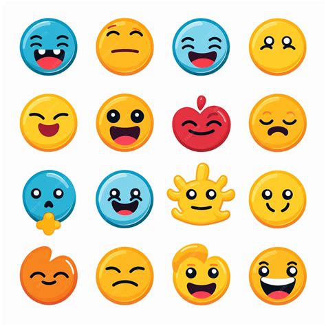 이모티콘 벡터 얼굴 면상 안면 상징 아이콘 상징 아이콘 표정 표정 모음집 수집품 소장품 노랑 노란색 행복 기쁨 만족 감정 정서 미소 스마일 웃다 하하 찡긋 싱글벙글 나