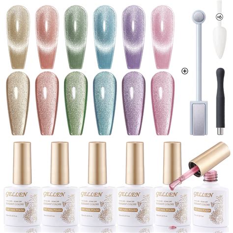 Gellen Cat Eye Gel Nail Polish Kit 6 Colors Macaron Cat Eye Gel Polish
