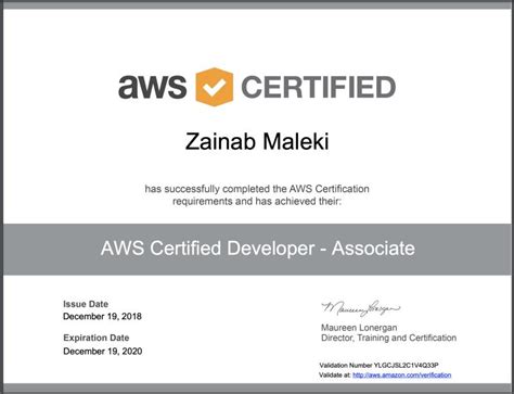 Zainab Maleki On Linkedin Im Now Officially Aws Certified Developer