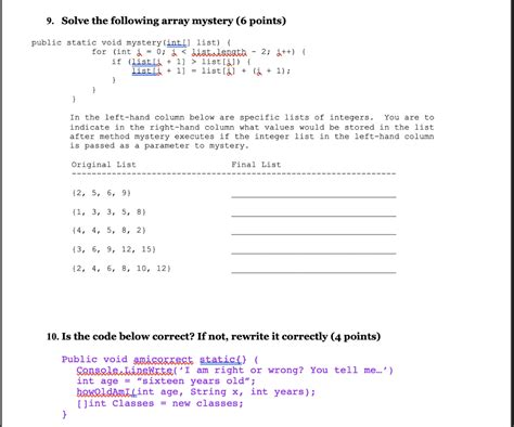 solved 9 solve the following array mystery 6 points