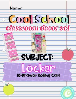 Cool School Classroom Decor LOCKER DRAWER ROLLING CART EDITABLE