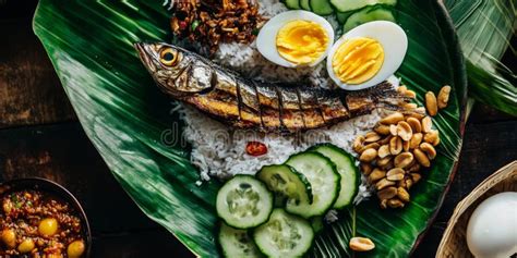 A Fragrant Malaysian Nasi Lemak With Coconut Rice Spicy Sambal