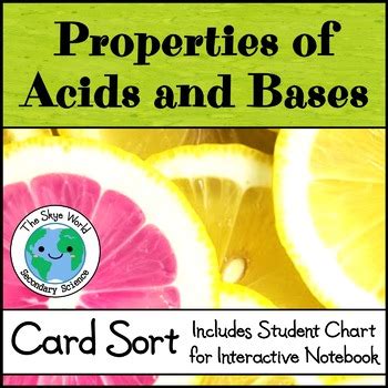 Card Sort Activity Properties Of Acids And Bases Vocabulary Terms