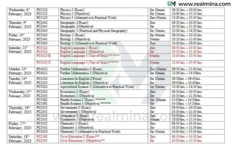 Waec Gce Timetable 20242025 Acadanow