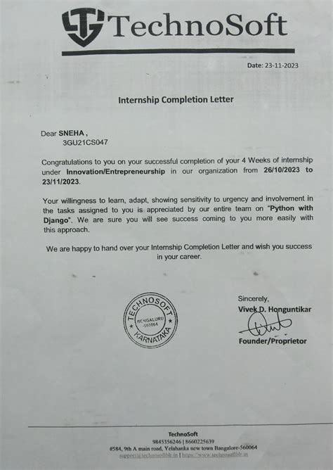 Sneha Kapal On Linkedin Internship Completion Certificate Of Python