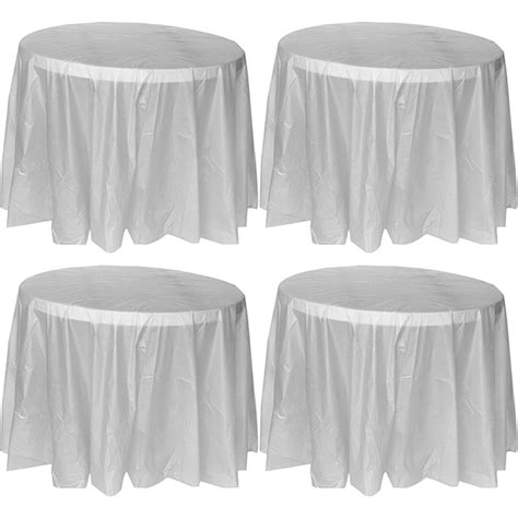 4 Pack Of Round Disposable Plastic 84 Inch Tablecloths Party Wedding